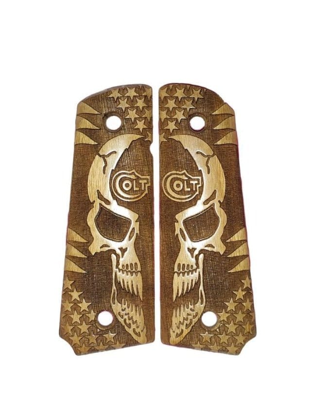 Grip bois Colt 1911 Skull Edition laser cut – Action Airsoft
